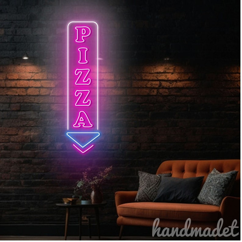 Pizza Direction Neon Sign, Pizza Arrow Led Sign, Pizza Open Neon Light ...