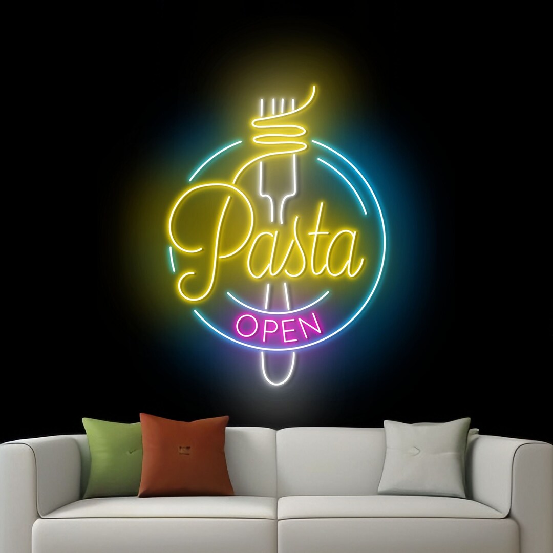 Pasta Open Neon Wall Sign, Spaghetti Led Wall Light, Italy Noodle Led ...
