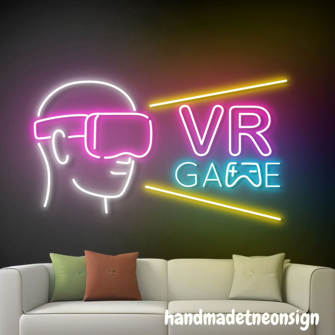 VR Game Neon Sign, VR Glasses Led Sign, Game Player Neon Light, Gamer ...