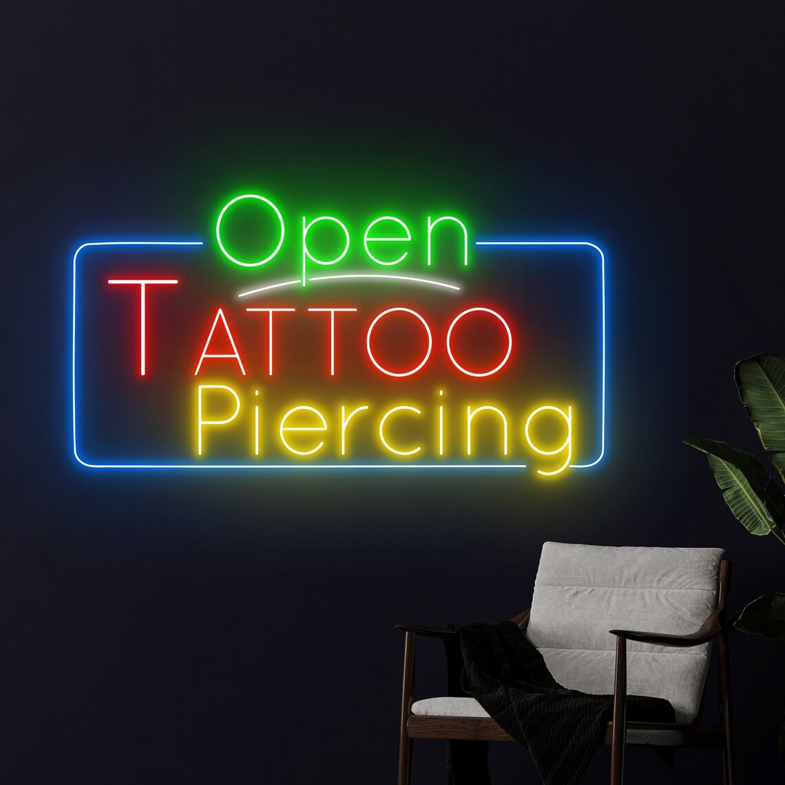 Open Tattoo Piercing Neon Sign, Tattoo Piercing LED Light, Tattoo ...