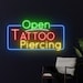Open Tattoo Piercing Neon Sign, Tattoo Piercing LED Light, Tattoo ...