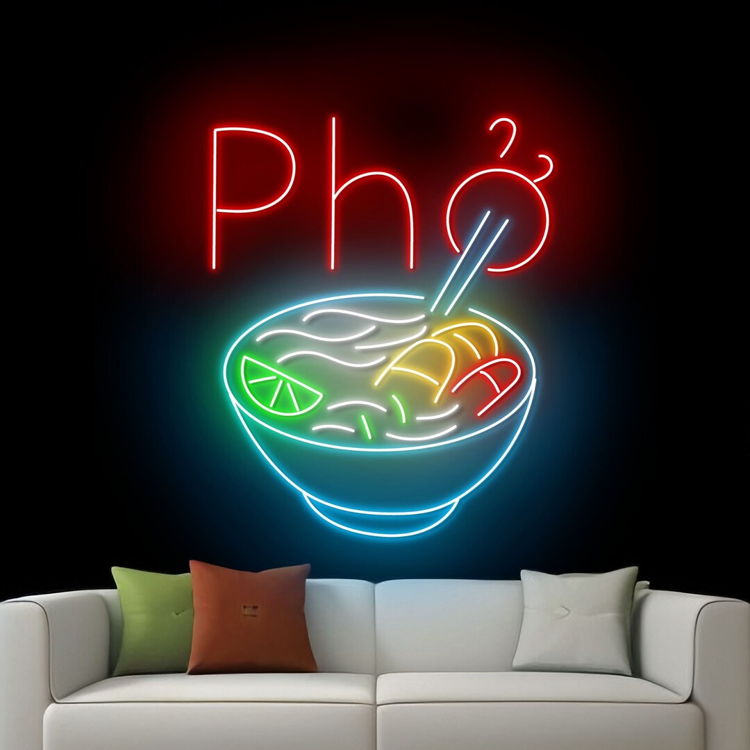 Pho Neon Wall Sign, Pho Bowl Led Wall Light, Vietnamese Noodle Led Wall ...