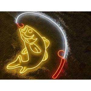Fishing Neon Led Sign, Salmon Neon Sign, Wall Decor, Fish Led Light ...