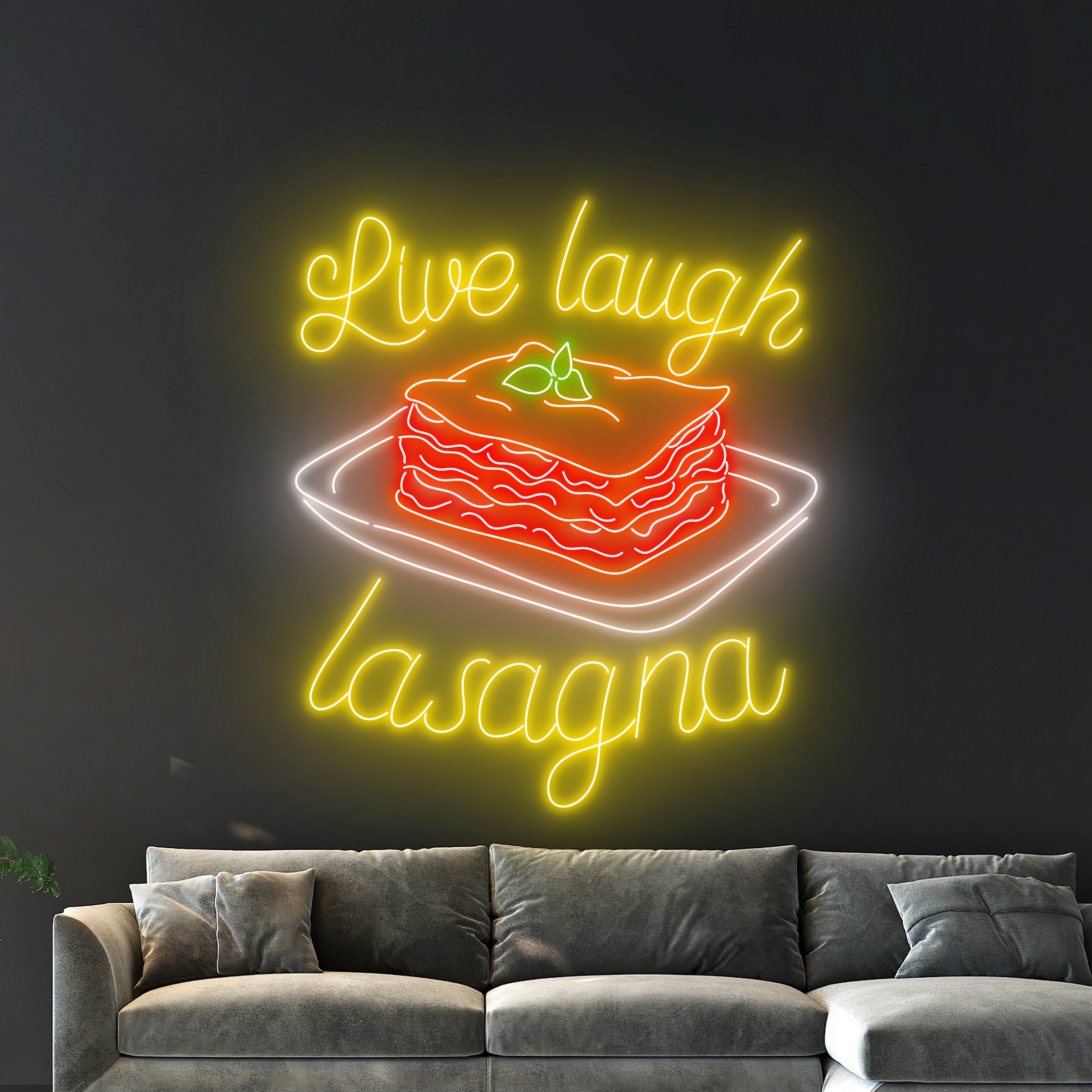 Life Laugh Lasagna Neon Sign, Lasagna Italy Neon Light, Lasagne Italian ...