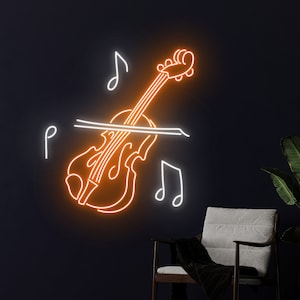Violin Led Sign, Violin Neon Light, Music Player Neon Sign, Music Led ...