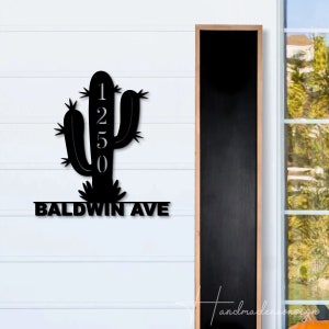 Personalized Cactus House Number, Cactus Home Number Metal Wall Sign ...