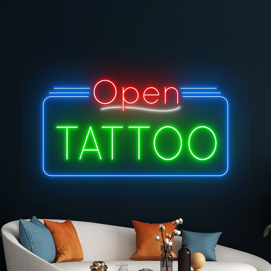 Open Tattoo Neon Sign, Tattoo Open Logo LED Light, Tattoo Salon Spa Led ...