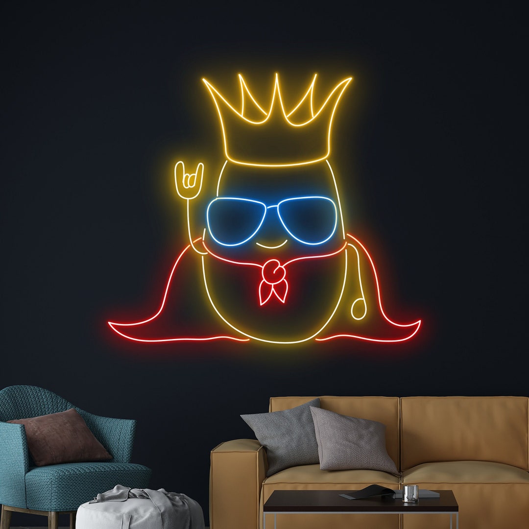 King Potato Neon Sign, Potato King Led Sign, Potato Neon Light, Crown ...