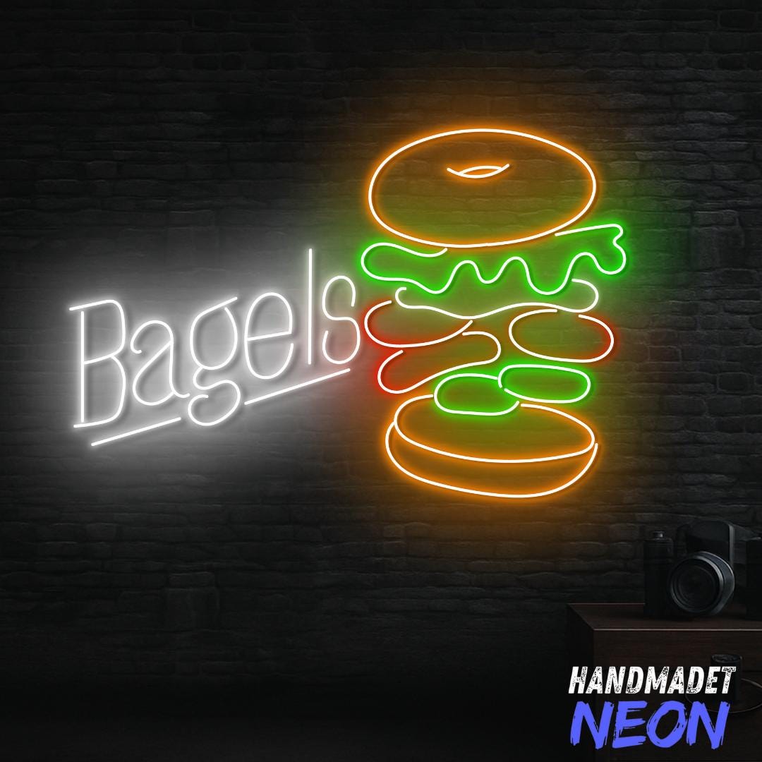 Bagels Neon Sign for Bakery Wall Decor, Bagel Sandwich Led Light ...