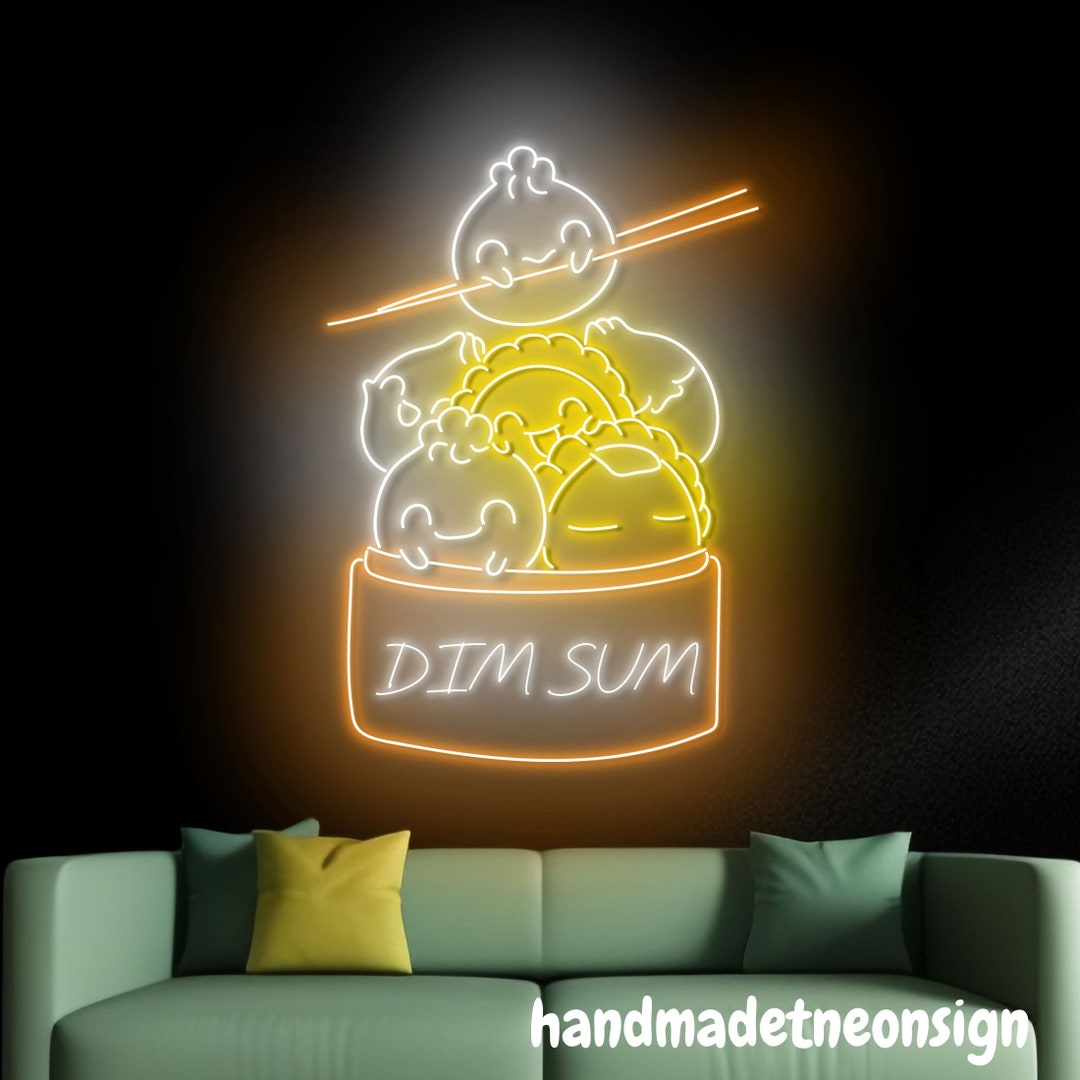 Dim Sum Neon Sign, Cute Dim Sum Led Sign, Dim Sum Led Light, Chinese Dumpling Neon Light, Food ...