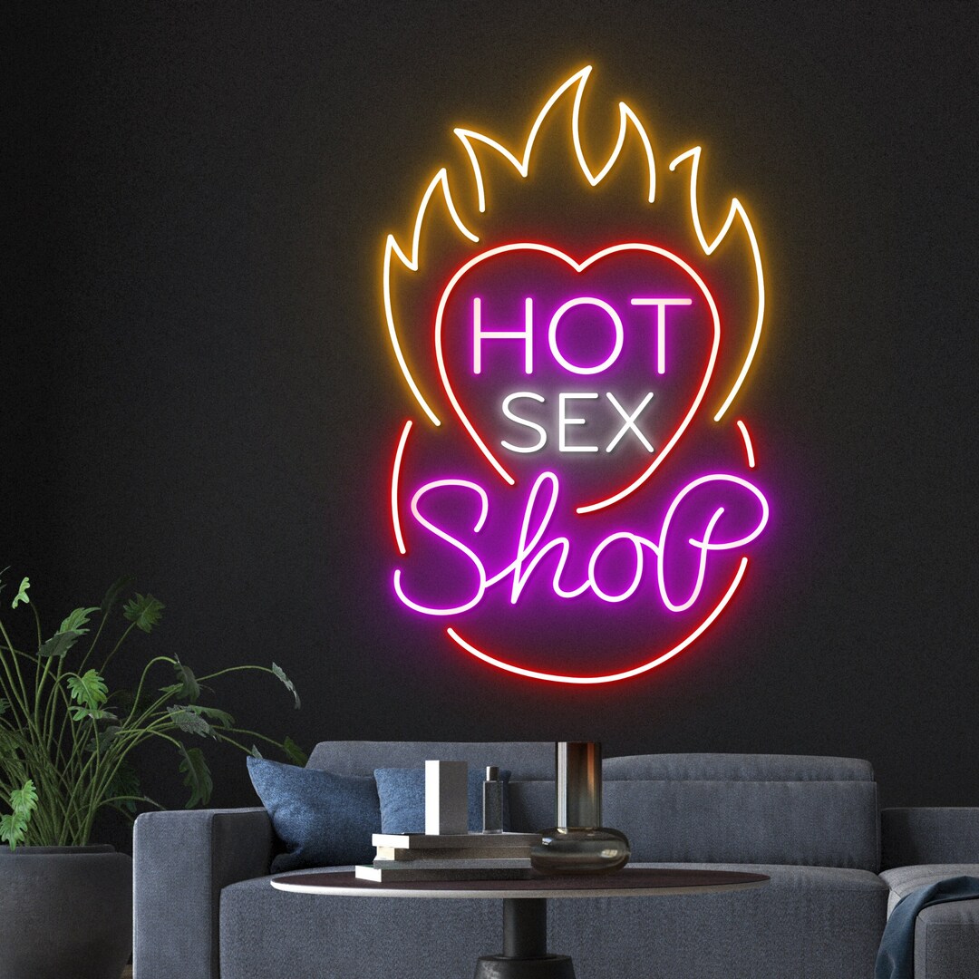 Hot Sex Shop Neon Sign Custom Name Sex Shop Neon Light Heart Etsy 3906