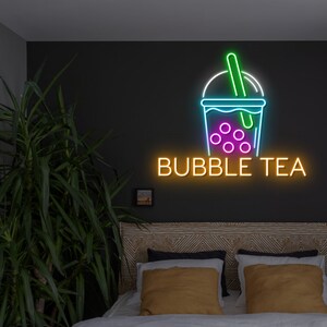 Bubble Tea Neon Sign, Boba Tea Neon Sign, Wall Decor, Neon Sign, Custom ...