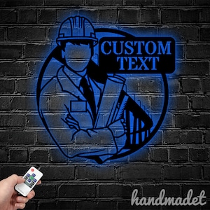 Custom Civil Engineer Metal Wall Art LED Light, Civil Engineer Metal ...