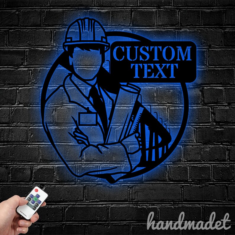 Custom Civil Engineer Metal Wall Art LED Light, Civil Engineer Metal ...