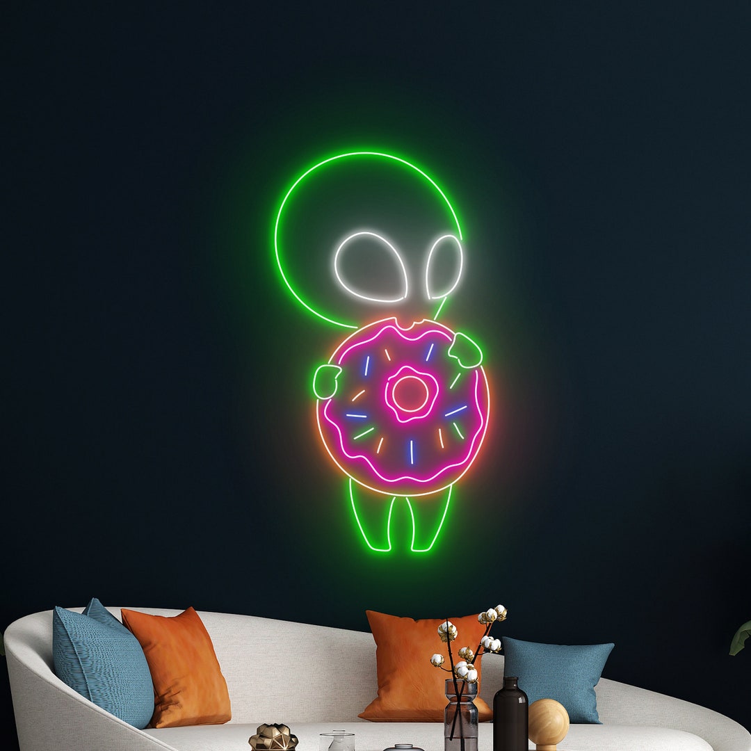 Alien Eating Donut Neon Sign, Alien Eat Donut Led Sign, Alien Eat Donut ...