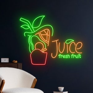 Juice Fresh Fruit Neon Sign, Juice LED Light, Fresh Fruit Neon Light ...