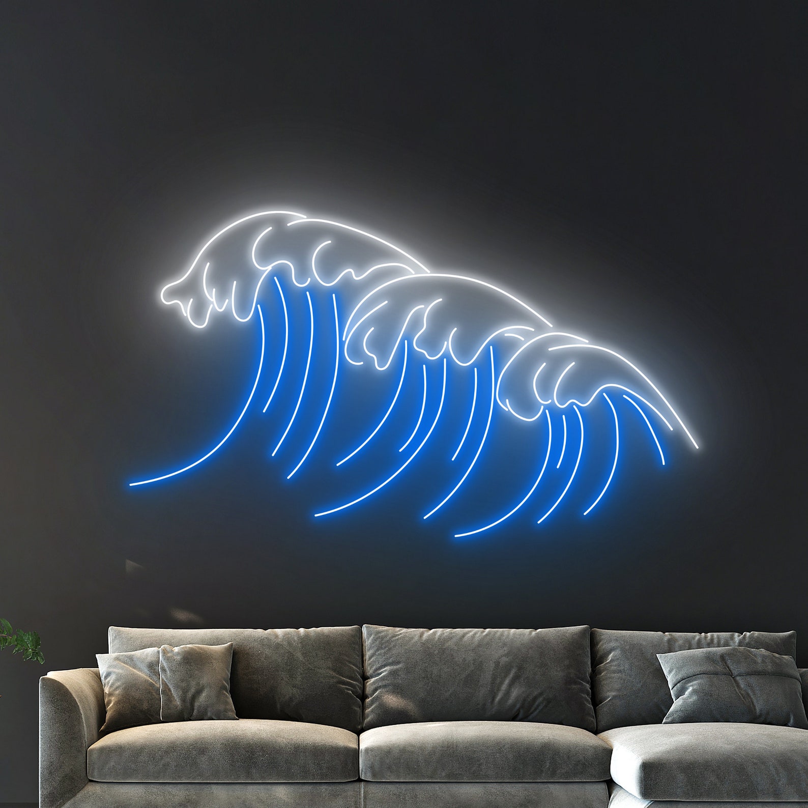 Custom Wave Neon Sign, Waves Neon Light, Beach Led Light, Big Ocean ...