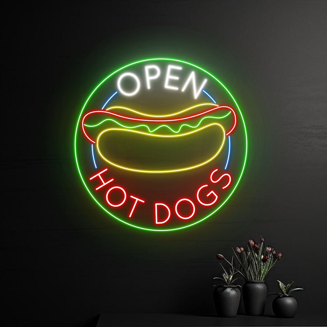 Open Hotdog Neon Light Hotdog Open Neon Sign Hot Dog Led - Etsy