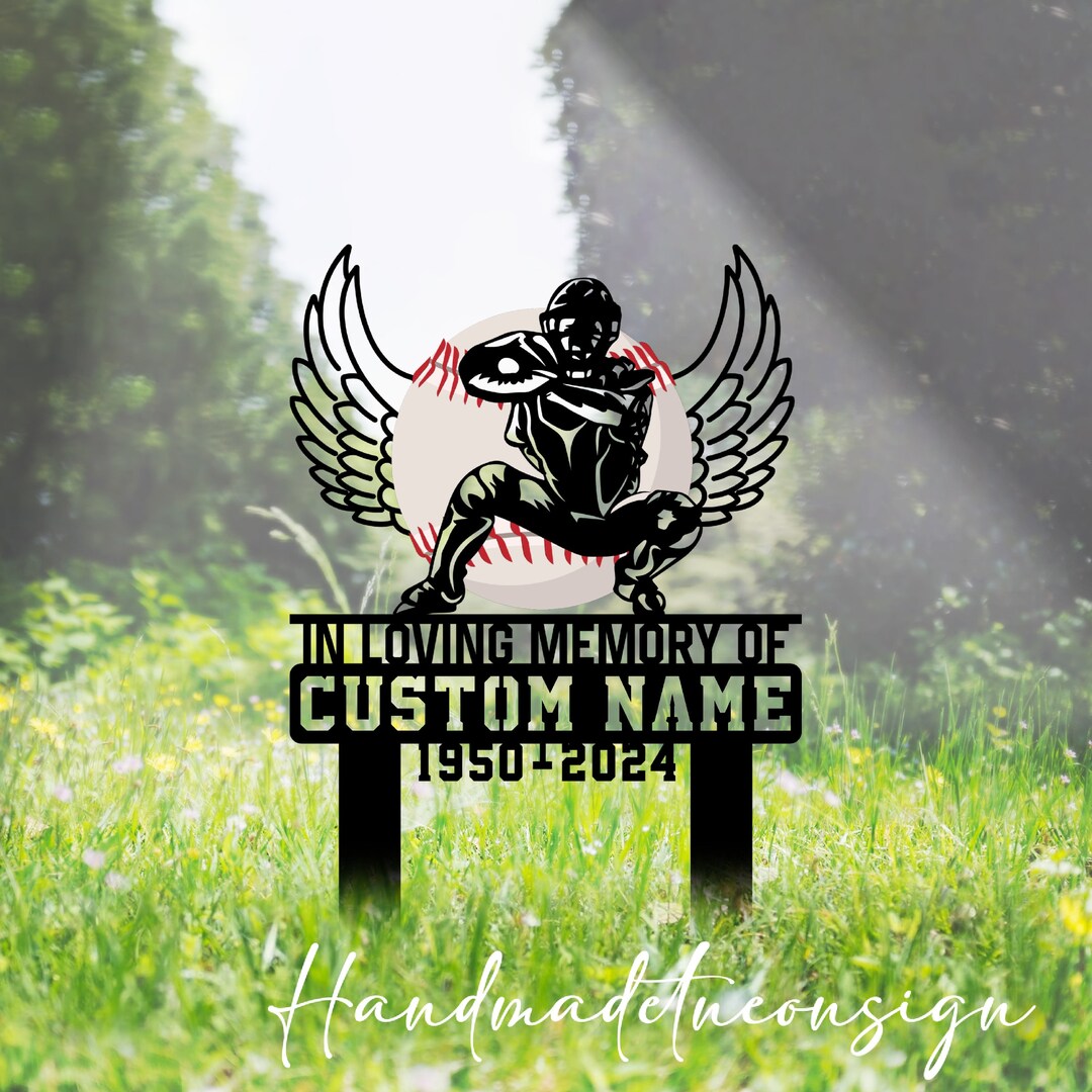 Custom Baseball Player Memorial Stake, Baseball Player Metal Stakes ...