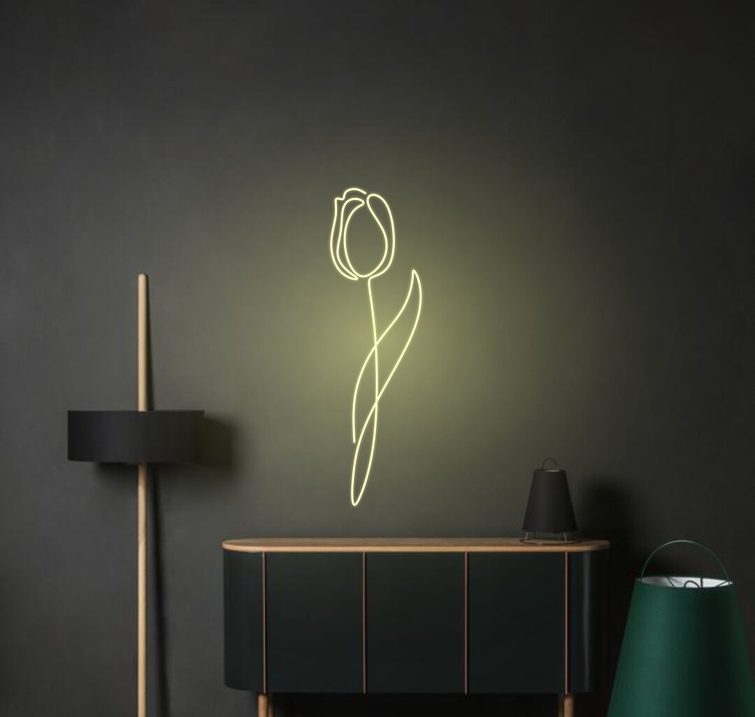 Tulip Neon Sign, Custom Home Bar Salon Kid's Bedroom Wall Decor, LED ...