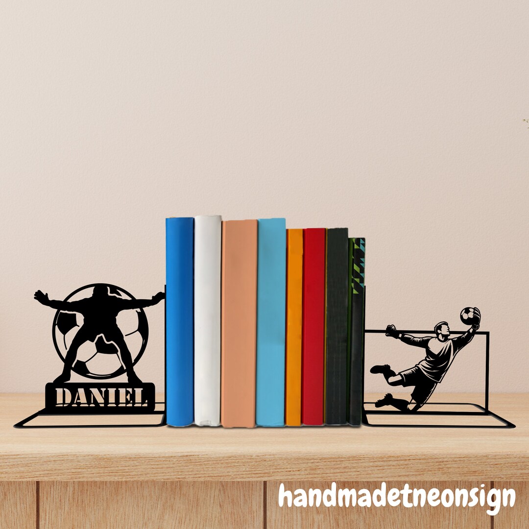 Custom Soccer Metal Bookends Goalkeeper Name Bookend, Soccer Sport ...