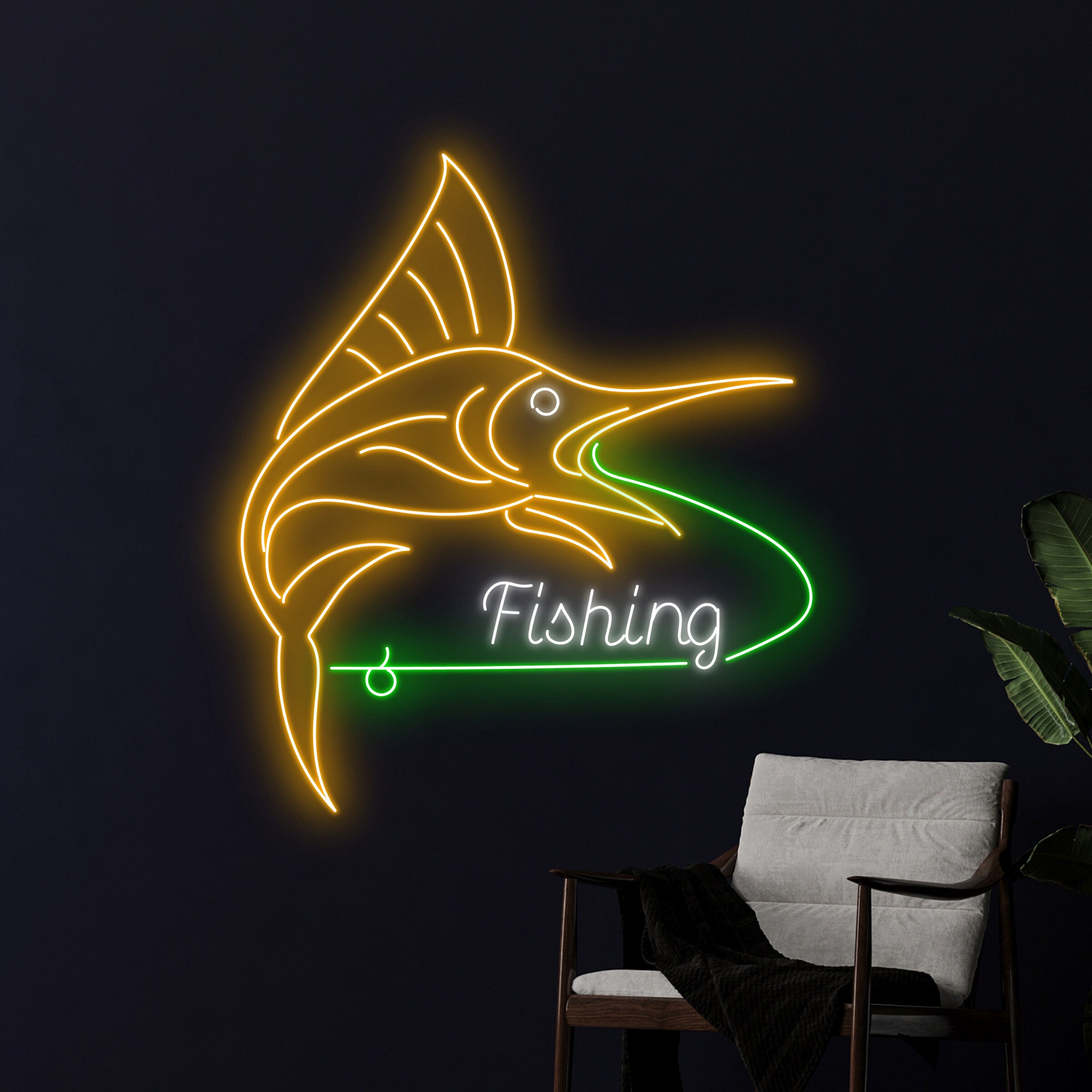 Fishing Atlantic Blue Marlin Fish Neon Sign, Fishing Marlin Fish Led ...
