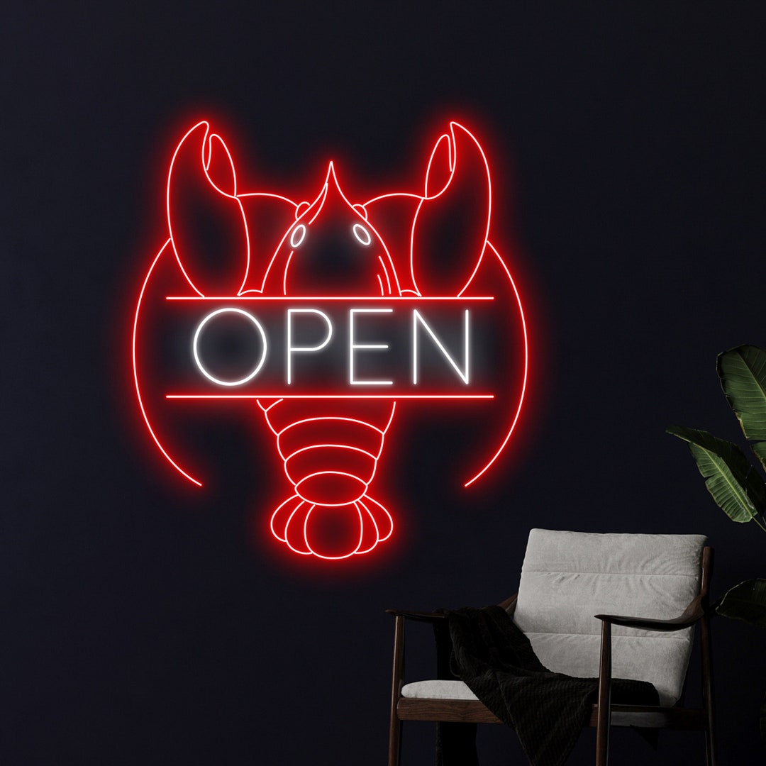 Lobster Open Neon Sign Open Lobster Led Sign Lobster Led - Etsy