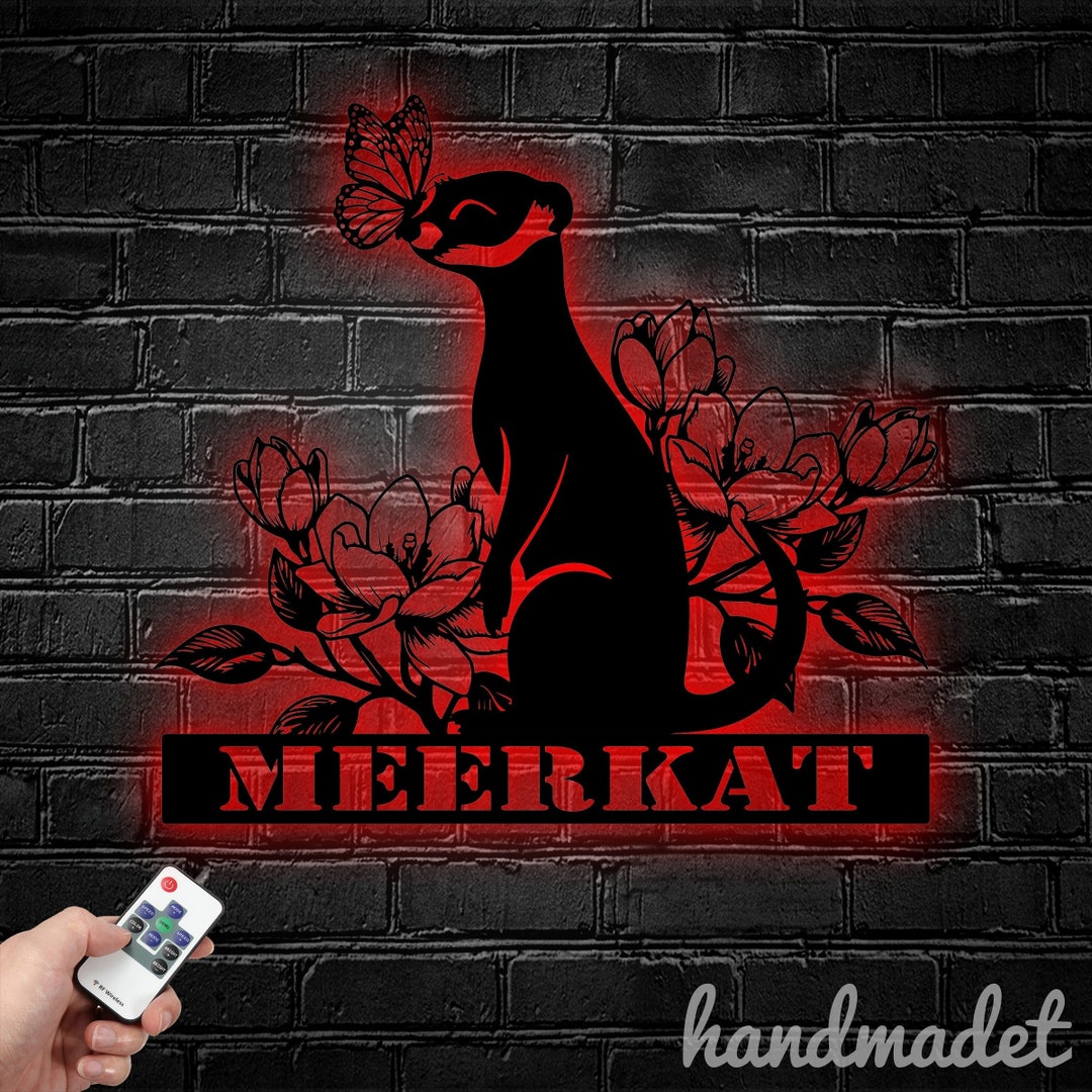 Custom Meerkat Metal Wall Art LED Light, Meerkat Metal Sign, Meerkat ...