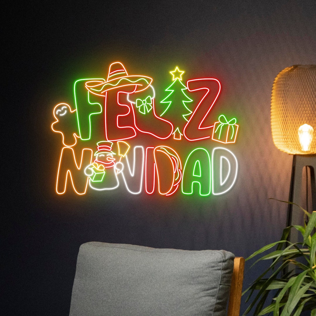 Feliz Navidad Neon Sign, Merry Christmas Led Sign, Christmas Neon Light ...