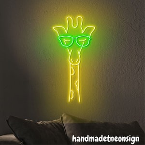 Giraffe With Sunglasses Neon Sign, Giraffe Led Sign, Funny Giraffe Neon ...