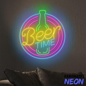 Beer Time Neon Sign, Beer Bottle Led Sign, Beer Time Neon Light, Beer ...