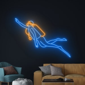 Scuba Diver Neon Sign, Scuba Diver Neon Light, Diving Mask & Duck ...