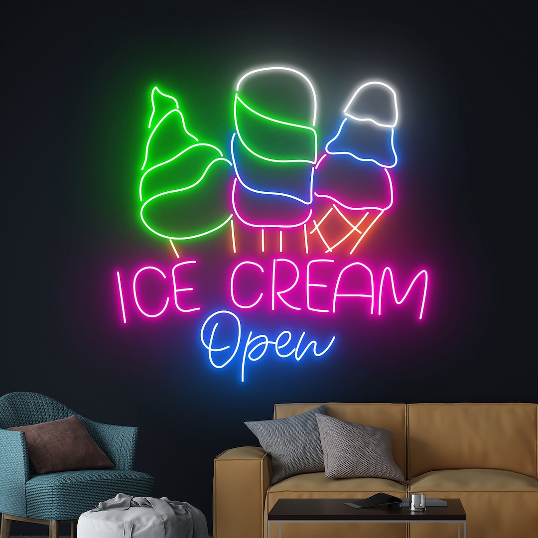 Ice Cream Neon Sign, Ice Cream LED Sign, Ice Cream Wall Decoration, Ice ...