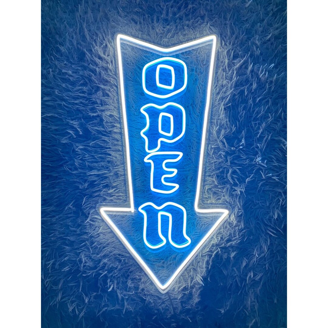 Custom Open Direction Arrow Down Neon Sign, Open Arrow Led Sign, Arrow ...