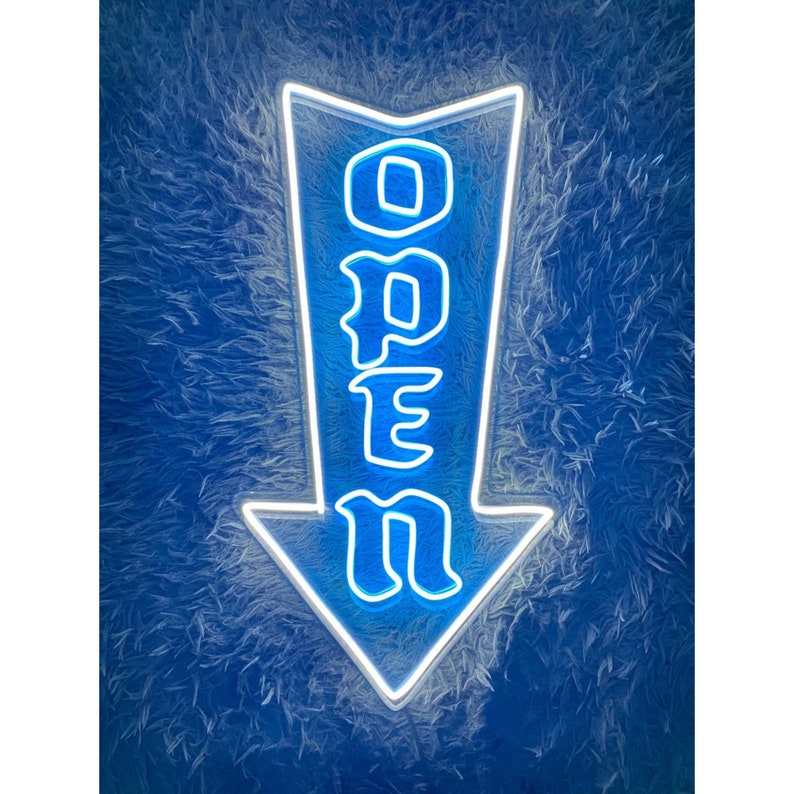 Custom Open Direction Arrow Down Neon Sign, Open Arrow Led Sign, Arrow ...