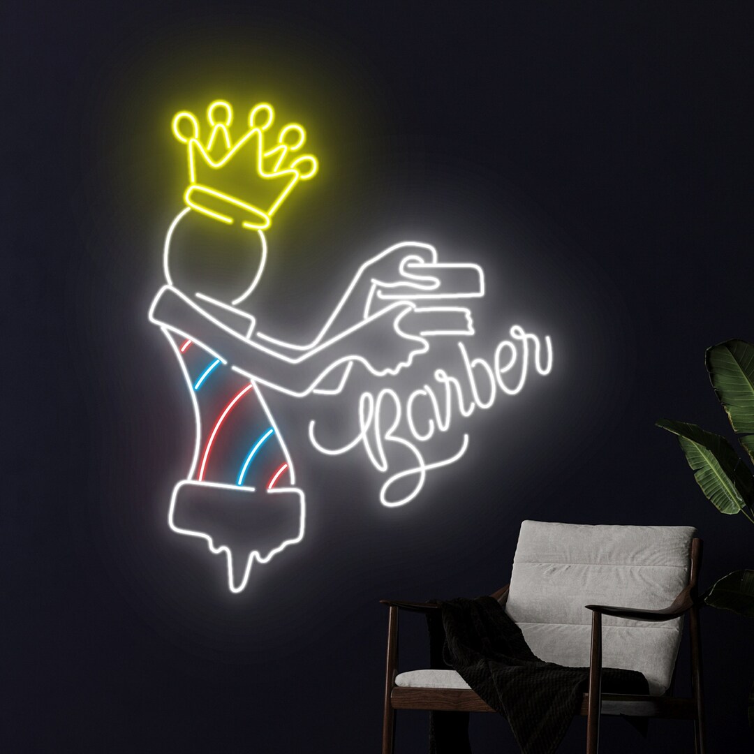 Barber Led Sign, Barber Shop Neon Sign, Barber Pole Led Light, Hair ...