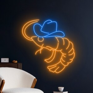 Cowboy Shrimp Neon Sign, Sea Animal Cowboy Led Sign, Shrimp Led Light ...