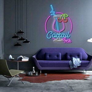Cocktails Led Sign, Cocktails Neon Sign, Wall Decor, Neon Sign, Custom ...