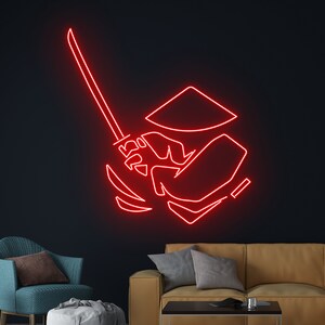 Samurai Neon Sign, Samurai Led Sign, Japan Military Led Light, Japanese ...