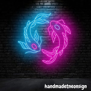 Koi Fish Neon Sign, Koi Fish Led Sign, Custom Fish Neon Light, Japanese ...