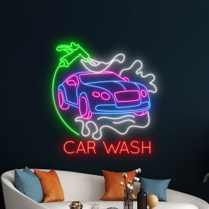 Car Wash Neon Sign, Car Wash Logo Neon Light, Car Wash Open Led Light ...