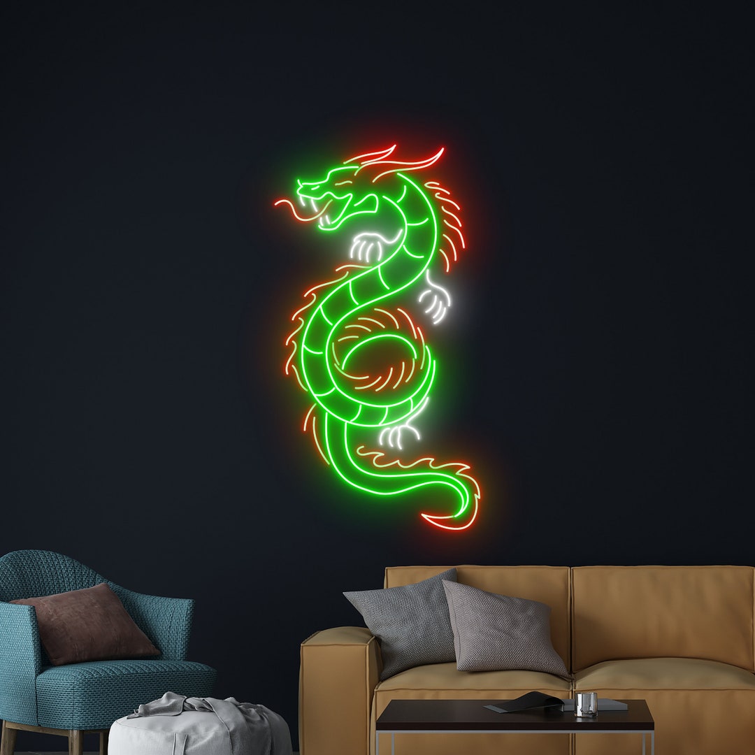 Dragon Neon Sign, Dragon Led Sign, Dragon Line Art Neon Light, Dragon ...