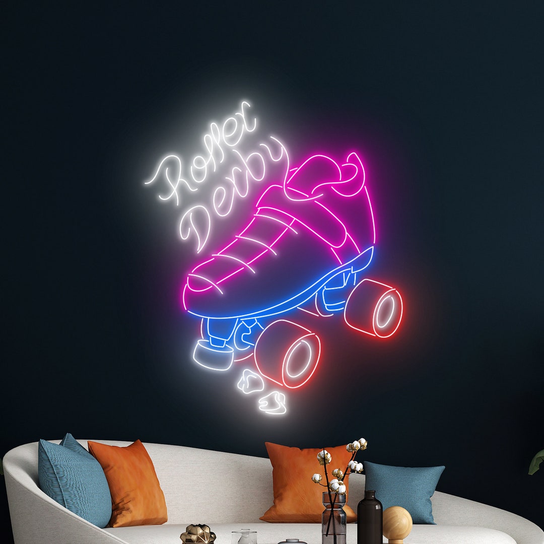 Roller Derby Neon Sign, Rolling Derby Skate Led Sign, Roller Skate ...