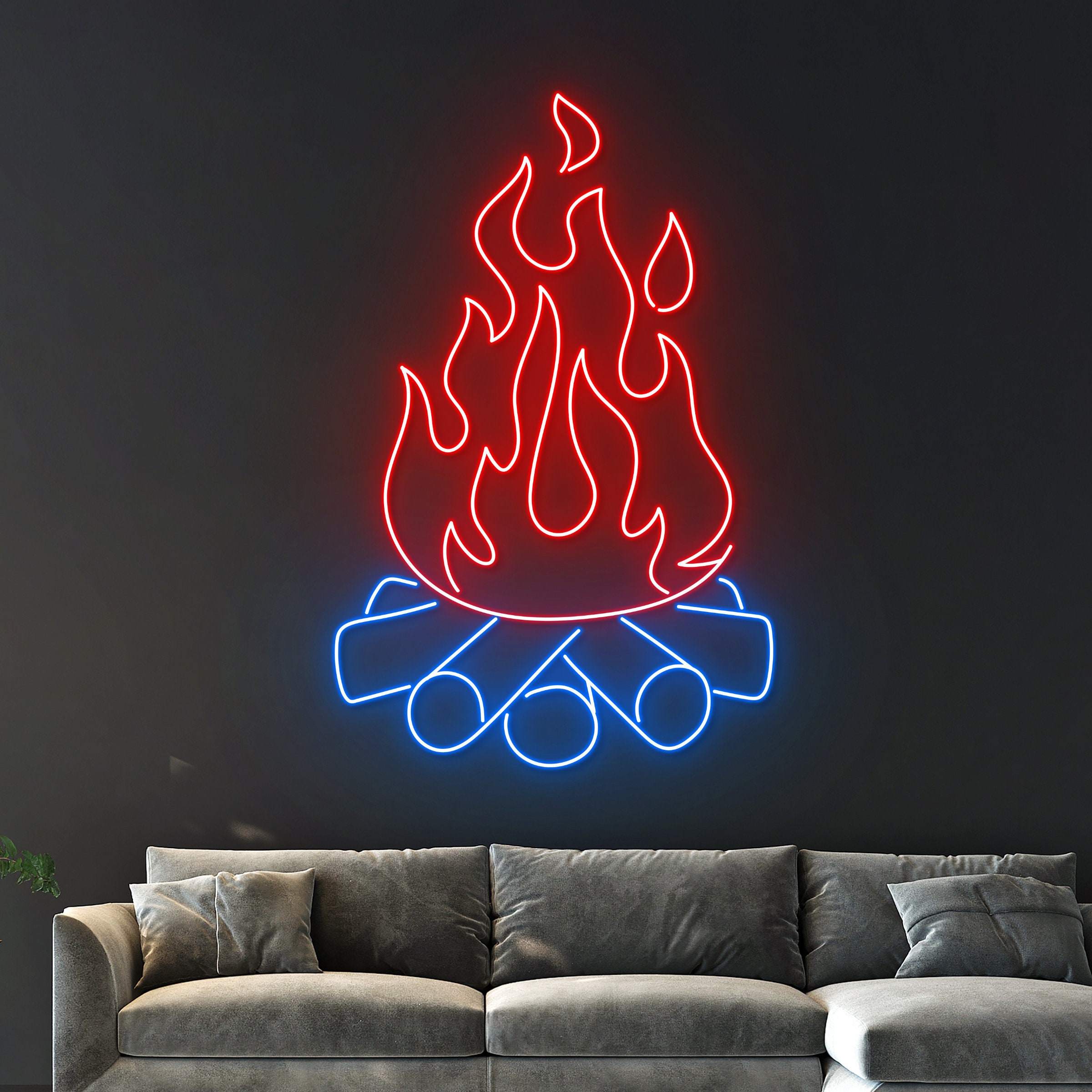 Bonfire Neon Sign, Flame Neon Light, Fire Led Sign, Burning LED Light ...