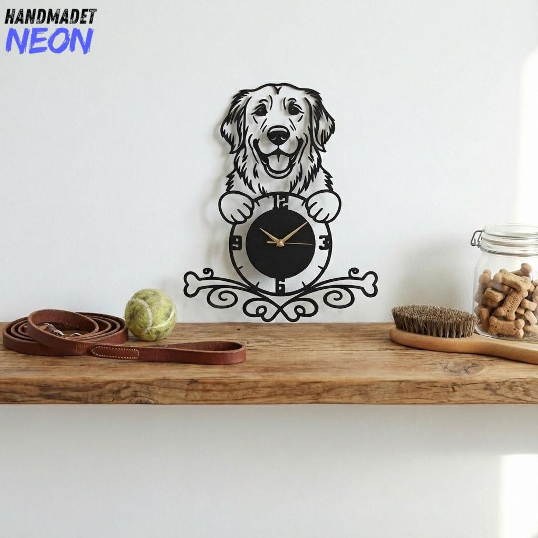 Personalized Golden Retriever Metal Wall Clock, Custom Dog Breed Wall ...
