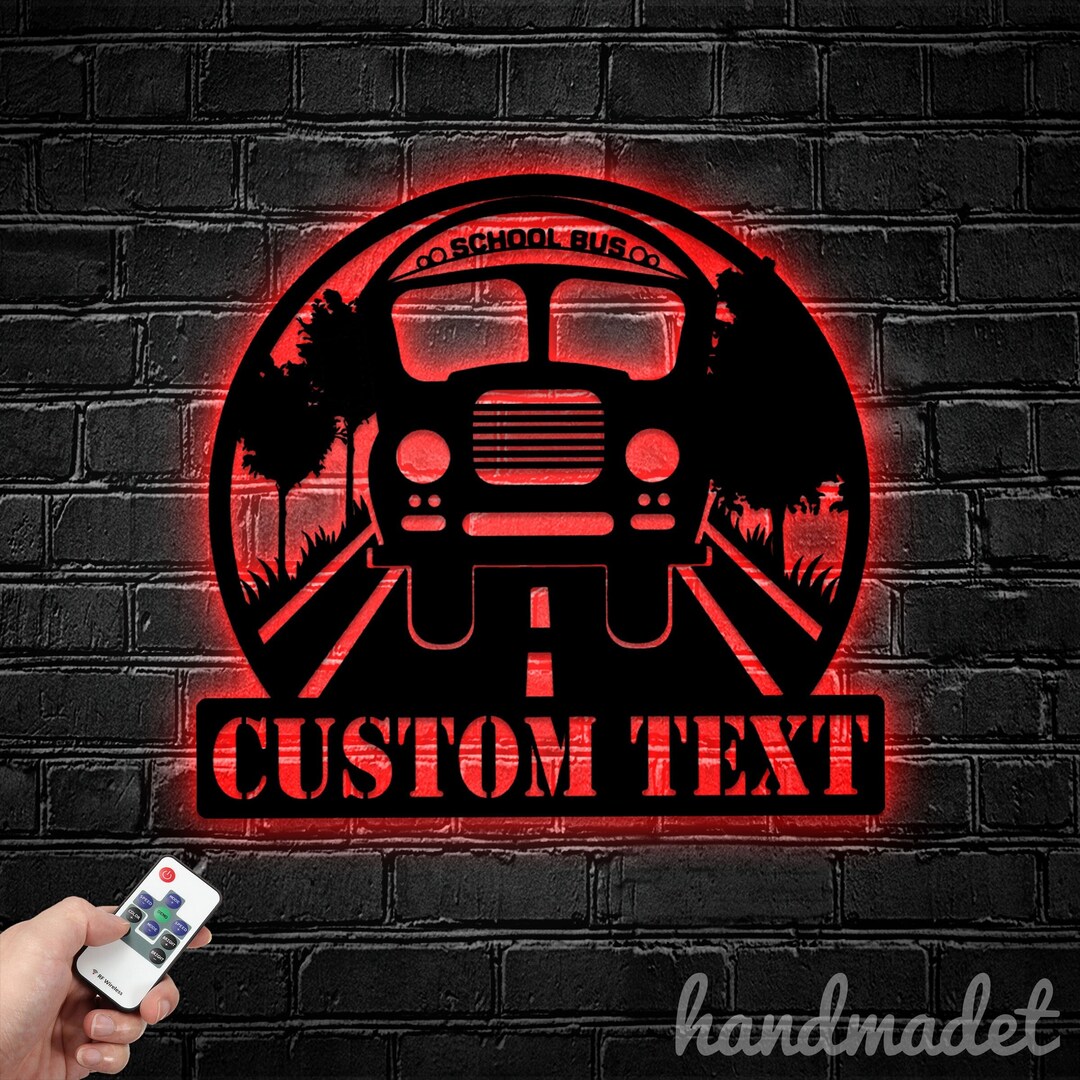 Personalized School Bus Metal Wall Sign, Vehicle Metal Wall Light ...