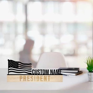 Custom President Desk Name Plate, President Metal Nameplate for Desk ...