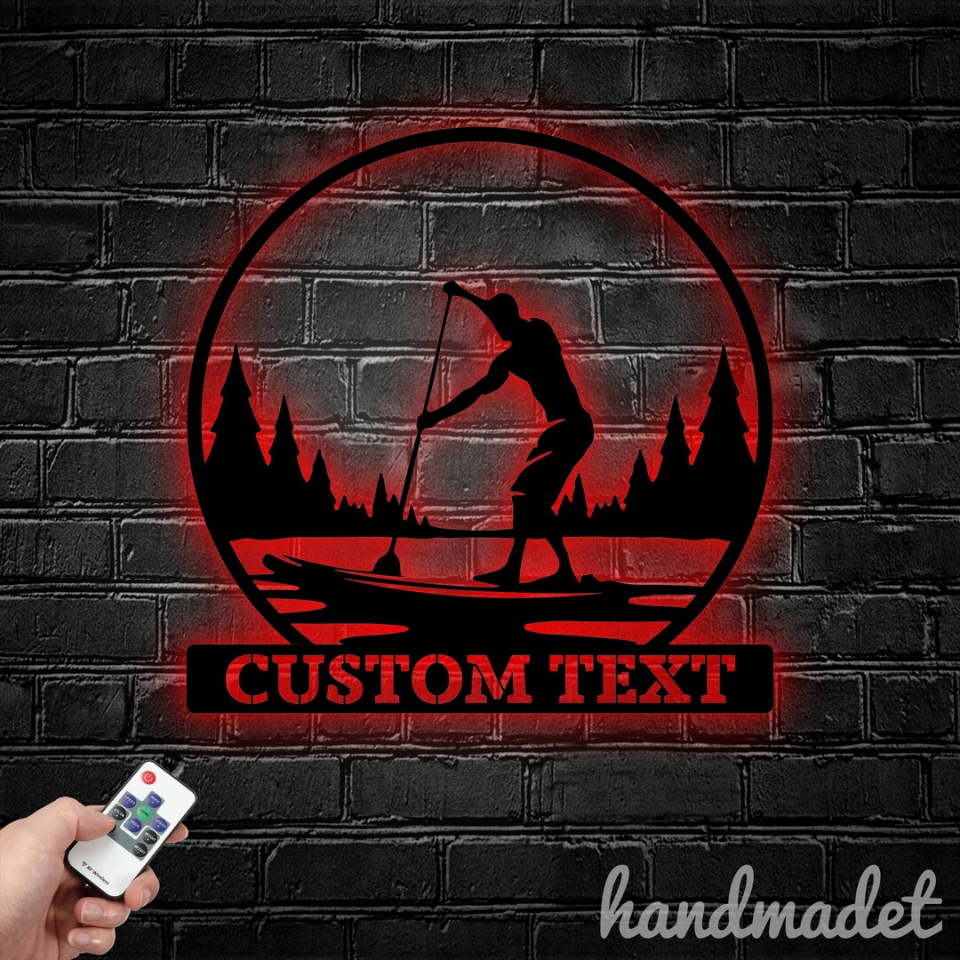 Custom Sup Metal Wall Art LED Light, Stand up Paddle Board Metal Sign ...