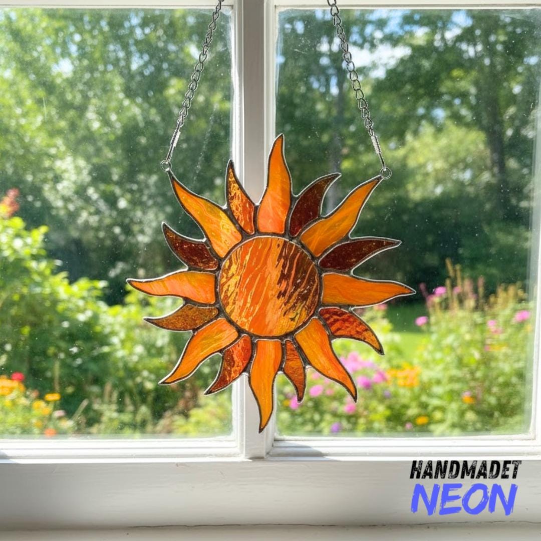 Sun Stained Glass Suncatcher: Handmade Glass Sun Art, Boho Window Decor ...
