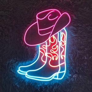 Cowboy Boots Led Sign, Cowboy Boots Led Sign, Wall Decor, Cowboys Neon ...